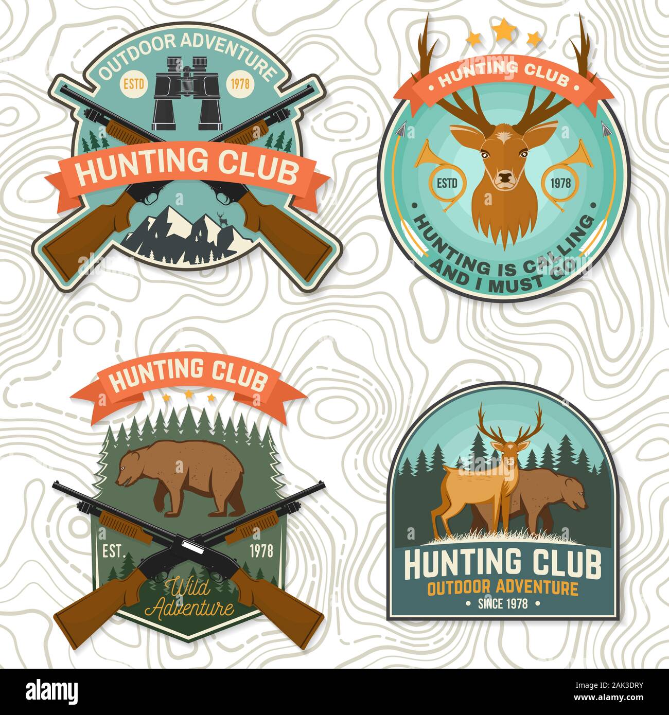 Set of Hunting club badge. Vector Concept for shirt, label, print ...