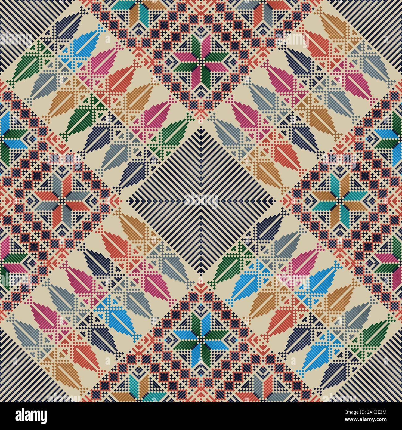 Seamless pattern design with traditional Palestinian embroidery motif ...