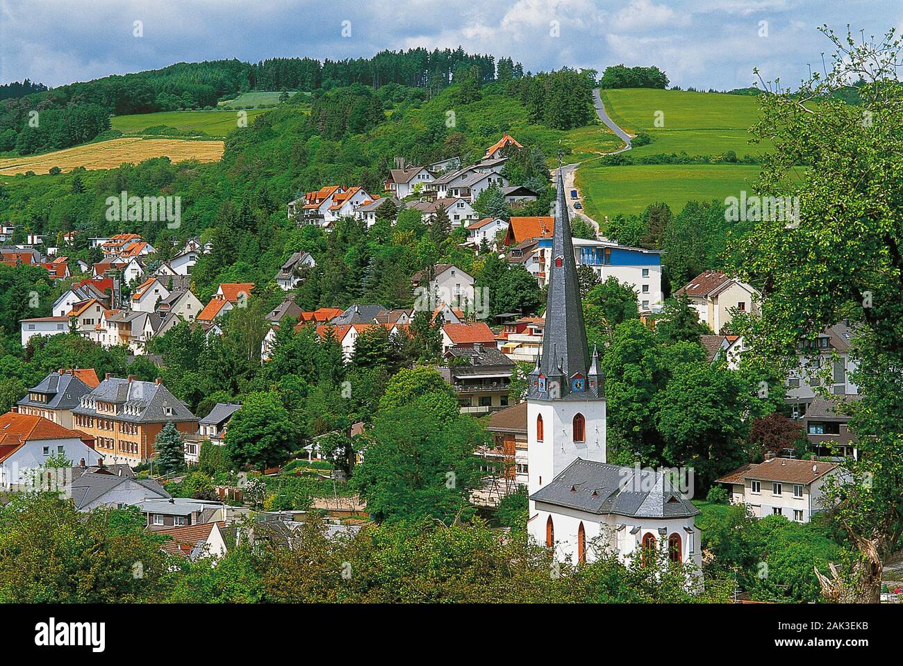 Bad Schwalbach in the Taunus, Germany, and the Martin Luther Church ...