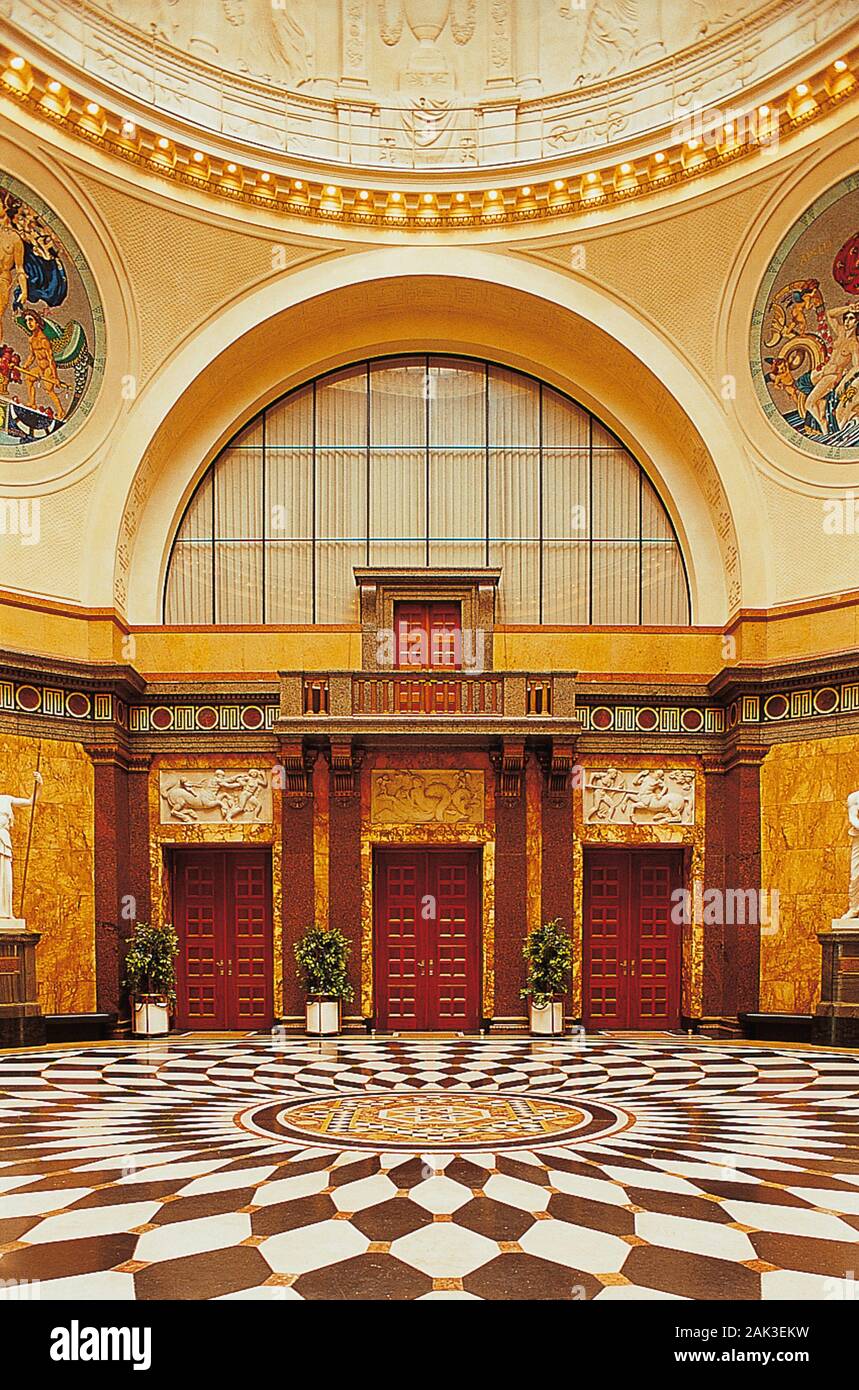 The foyer of the classical spa house in Wiesbaden, Germany. (undated ...