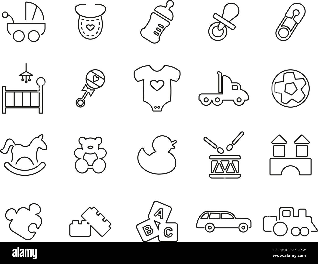 Baby Stuff Icons Thin Line Set Big Stock Vector Image & Art - Alamy