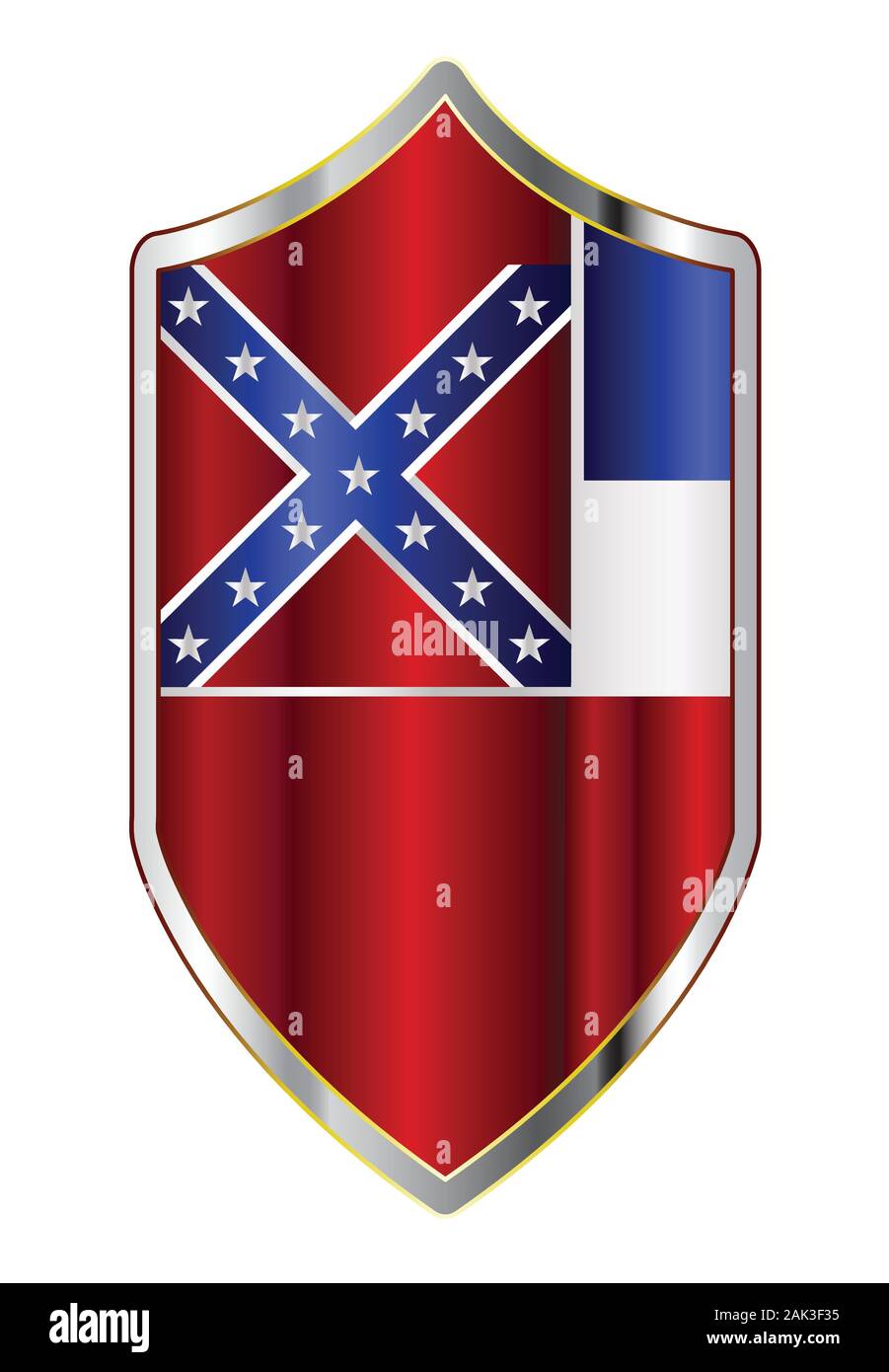 A typical crusader type shield with the state flag of Mississippi all ...