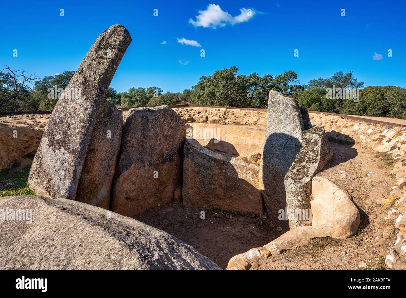 Dolmen of Lacara, funeral chamber. Ancient megalithic building near La ...
