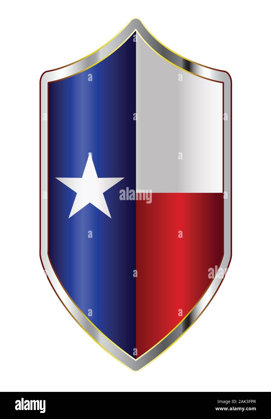A typical crusader type shield with the state flag of Texas all ...