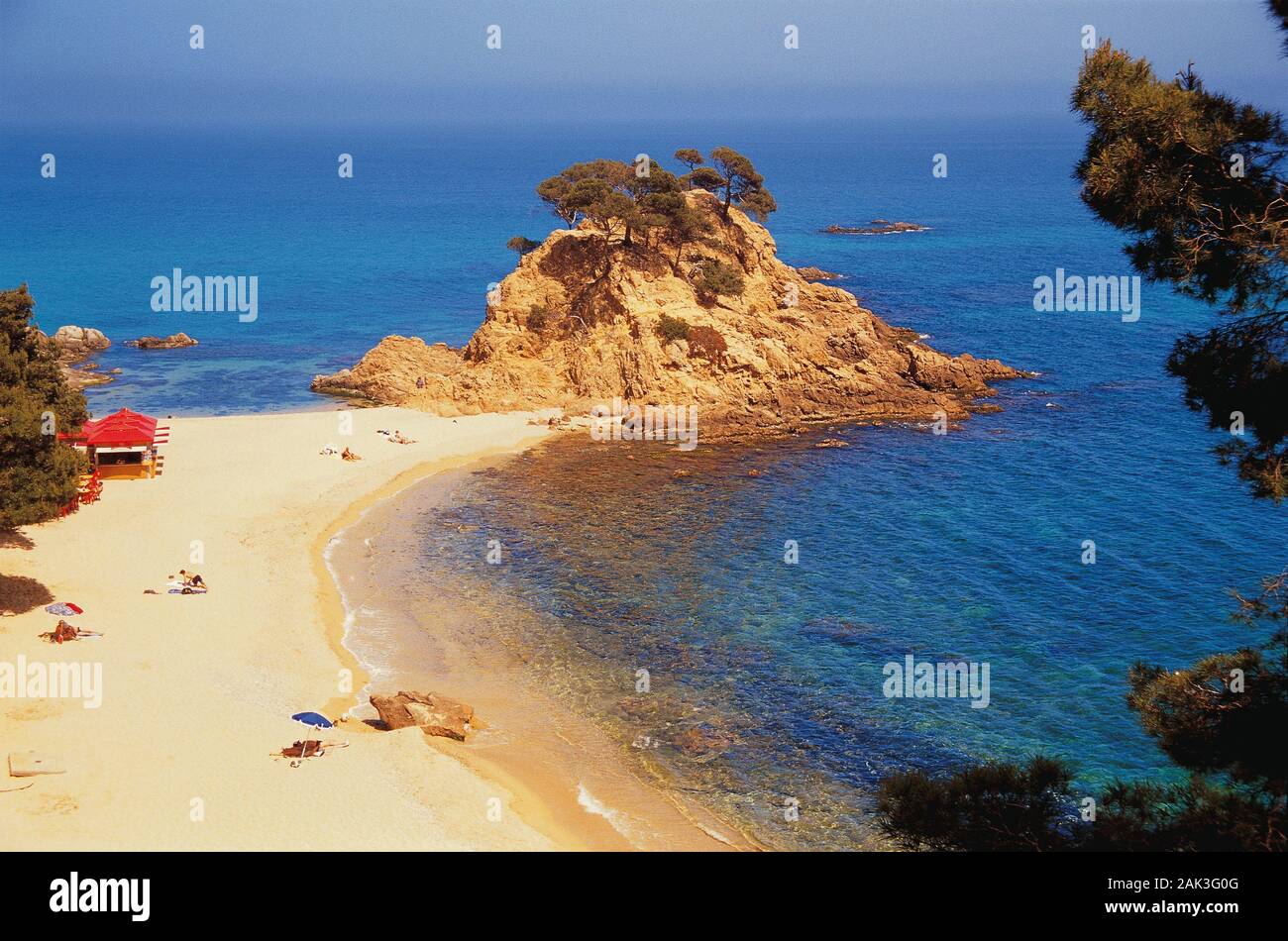 The view of the hotel San Jorge to Cap Roig, a little rock island at ...