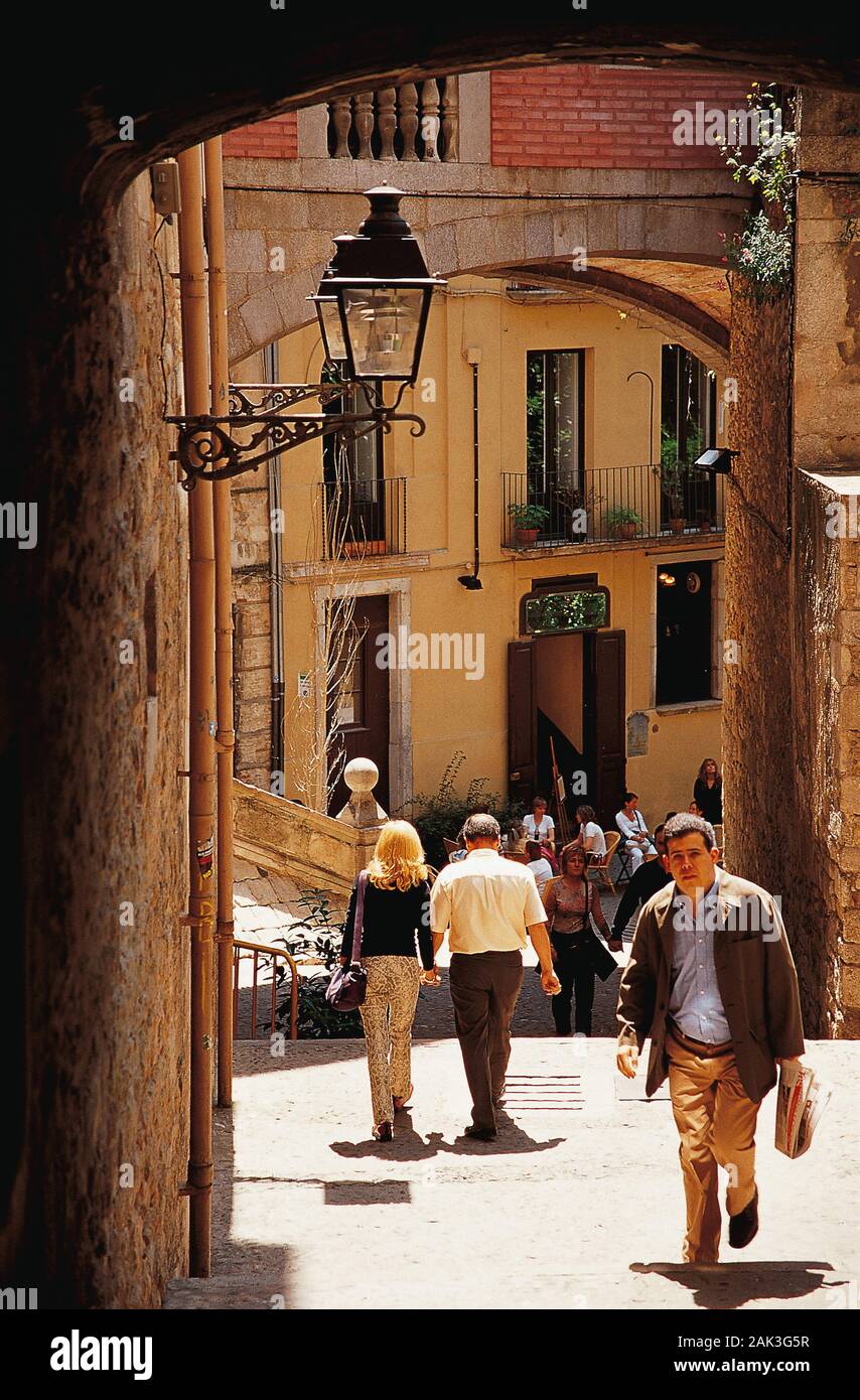 A staircase in the Jewish quarter El Call IN Girona. (undated picture ...