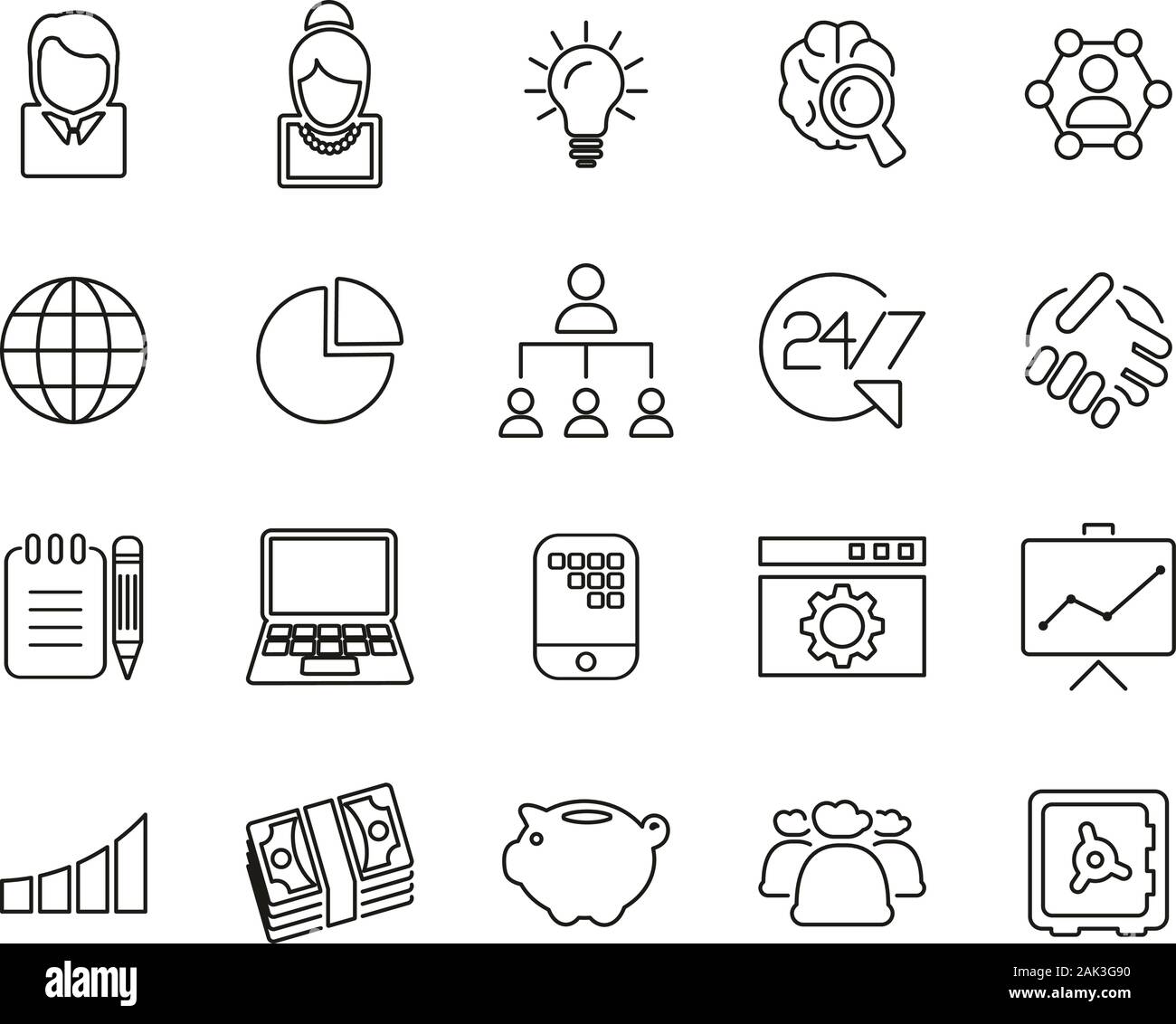 Business Enterprise Icons Thin Line Set big Stock Vector Image & Art ...