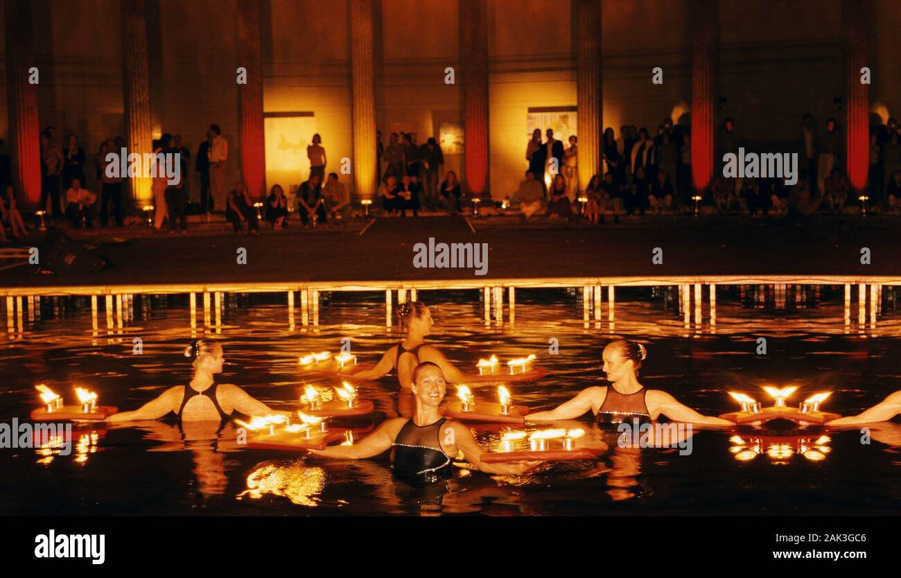The water ballet at a performance in the Roman bath in the castle ...