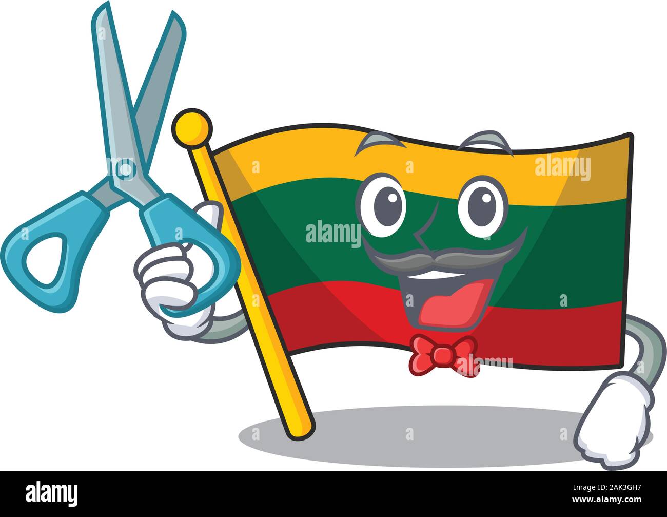 Smiley Funny Barber flag lithuania cartoon character design style Stock ...