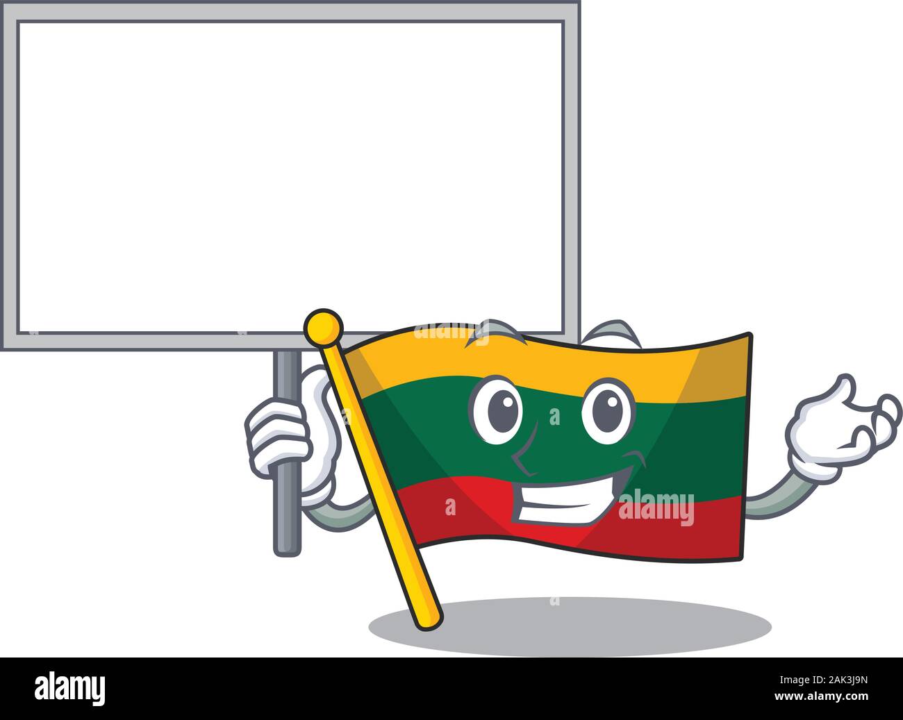A cute picture of flag lithuania cute cartoon character bring a board ...