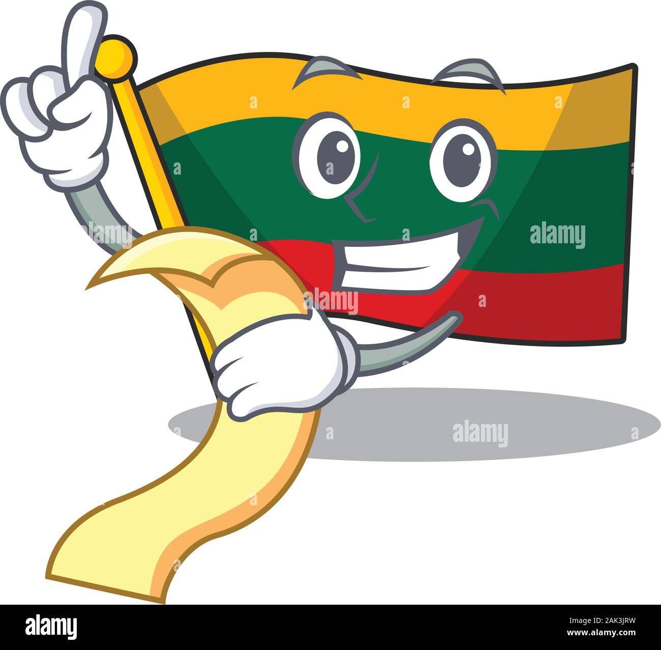 A funny cartoon character of flag lithuania with a menu Stock Vector ...