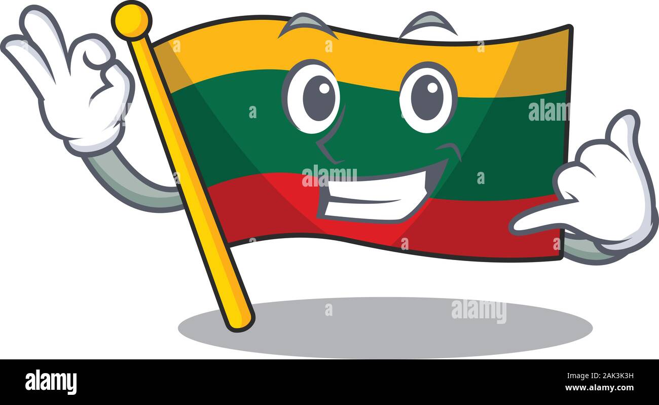 Call me funny flag lithuania mascot picture style Stock Vector Image ...