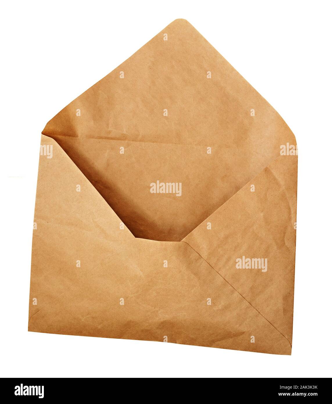 Opened craft paper envelope isolated on white background Stock Photo ...