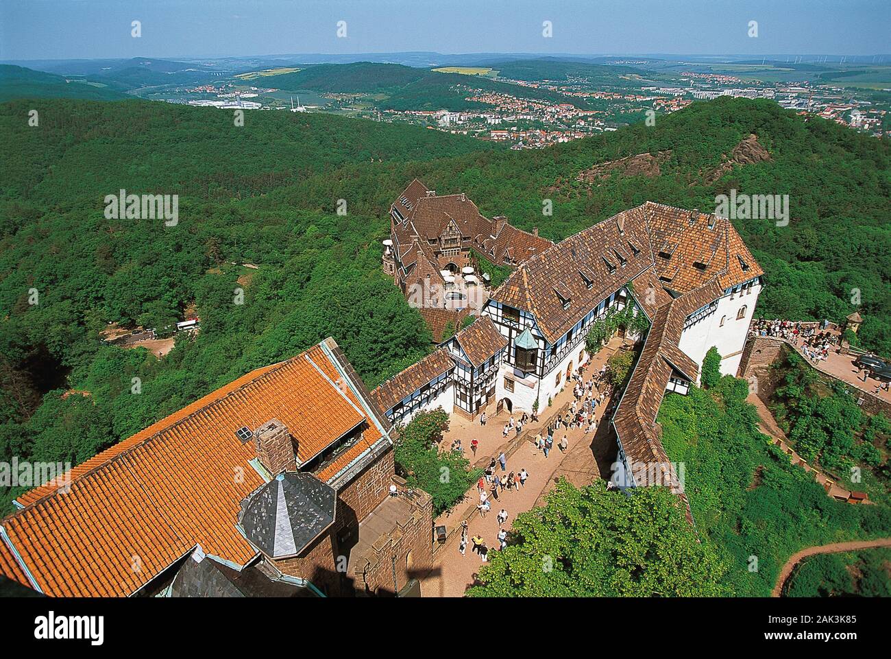 A view from the south tower of the Wartburg to the bailiwick. The ...
