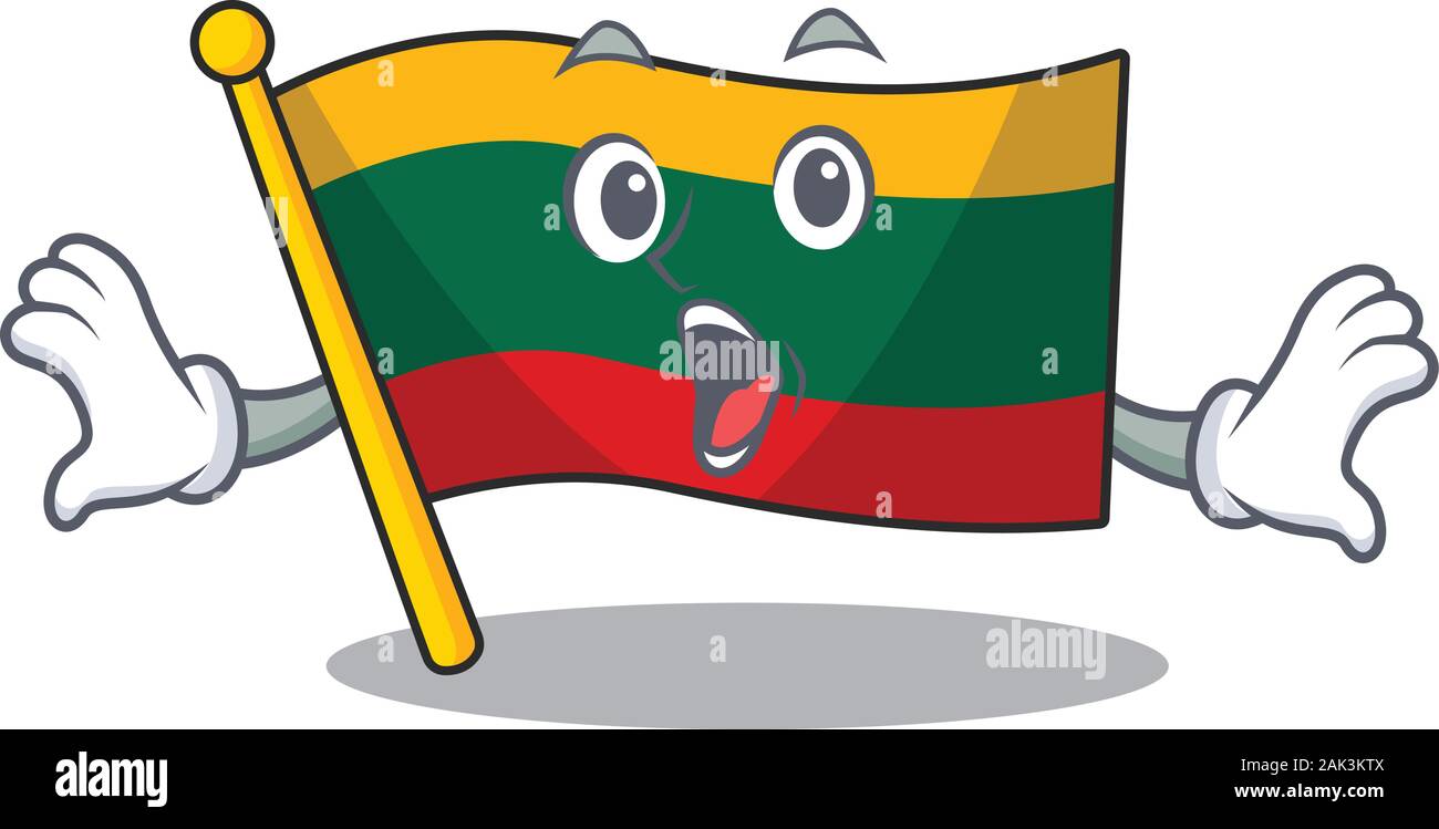 Flag lithuania cartoon character design on a surprised gesture Stock ...