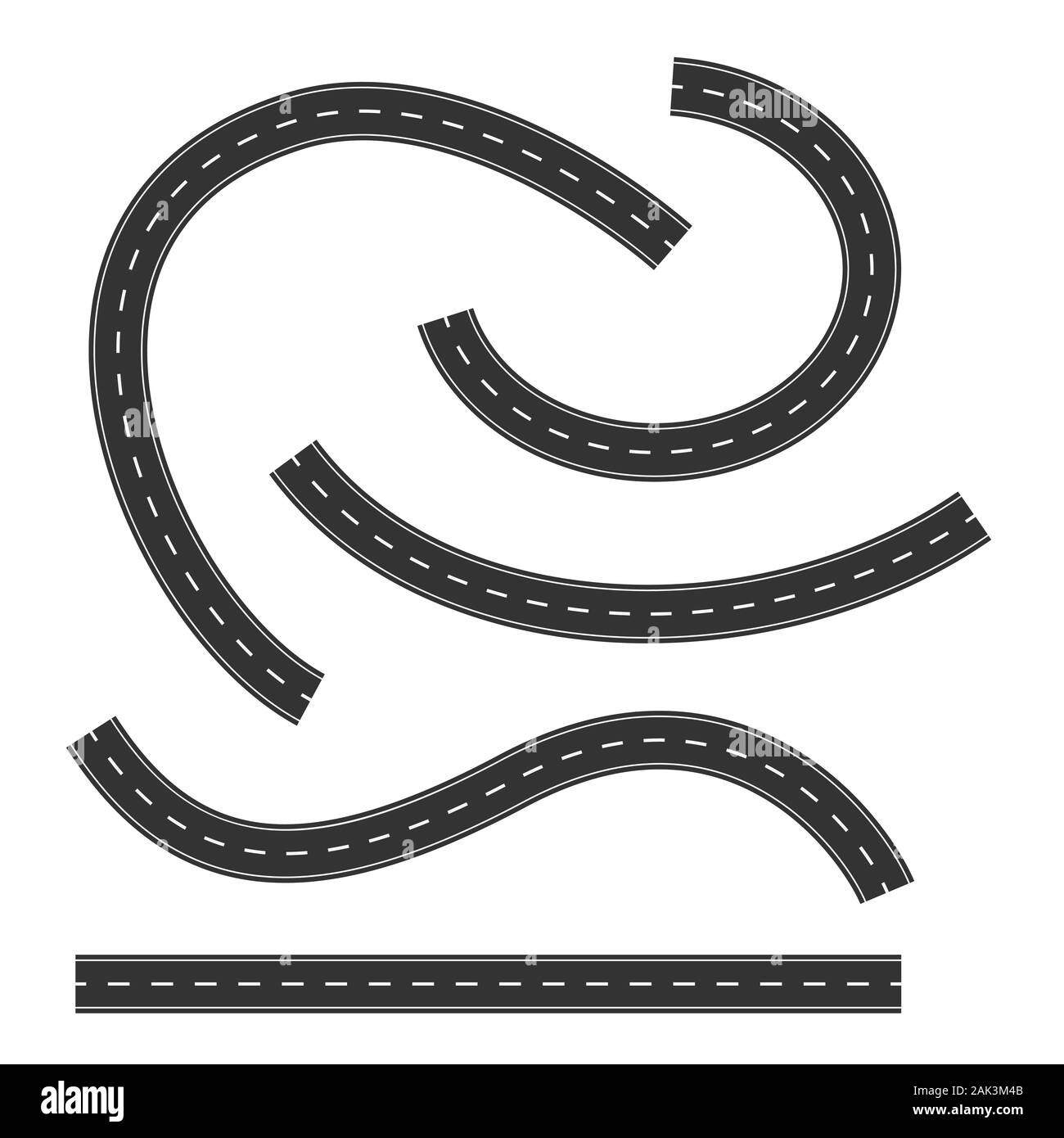 Set of Road Marking Isolated Background. Top View. Curved Highway Stock ...