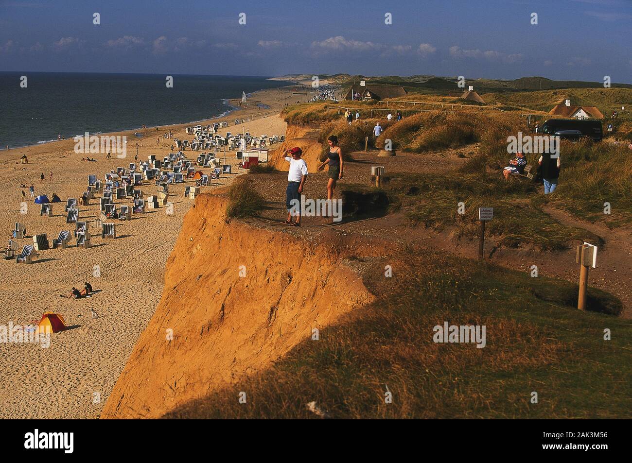 The western steep bank between Wenningstedt and Kampen on Sylt, Germany ...