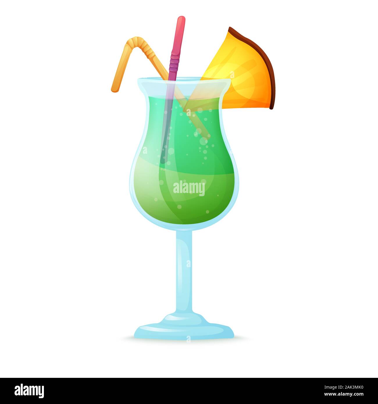 Realistic cocktail on white background. Cocktail in a glass with ...