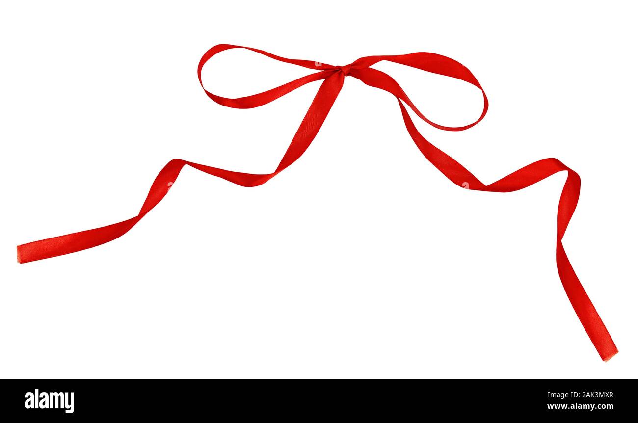 Red silk ribbon bow isolated on white Stock Photo - Alamy