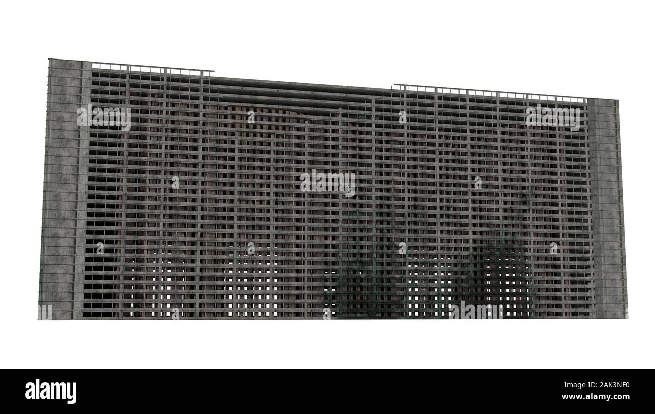 huge ruined building isolated on white background Stock Photo - Alamy