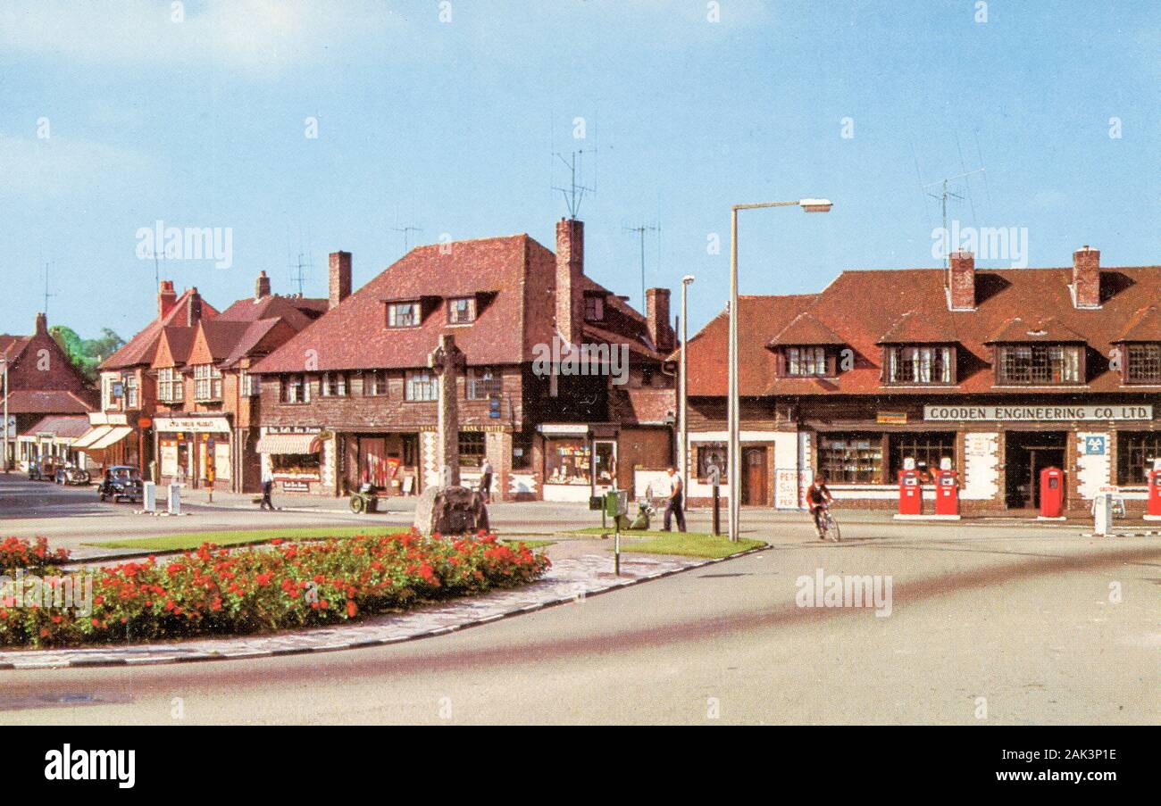 A 1950's-60's postcard of the roundabout and nearby shops in the ...