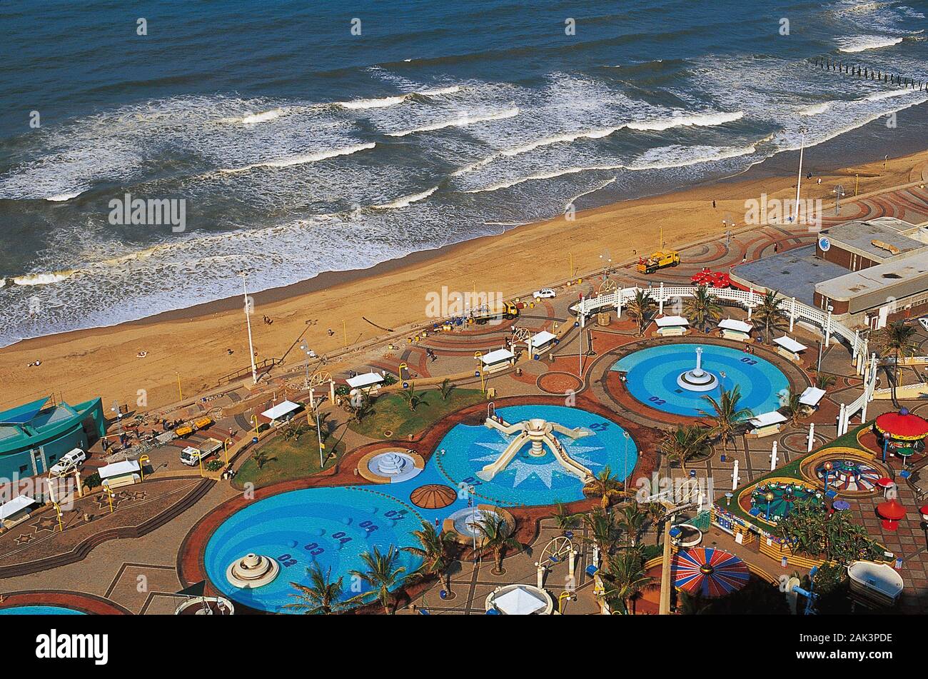This photo shows a top view on the pool landscape in front of the hotel ...