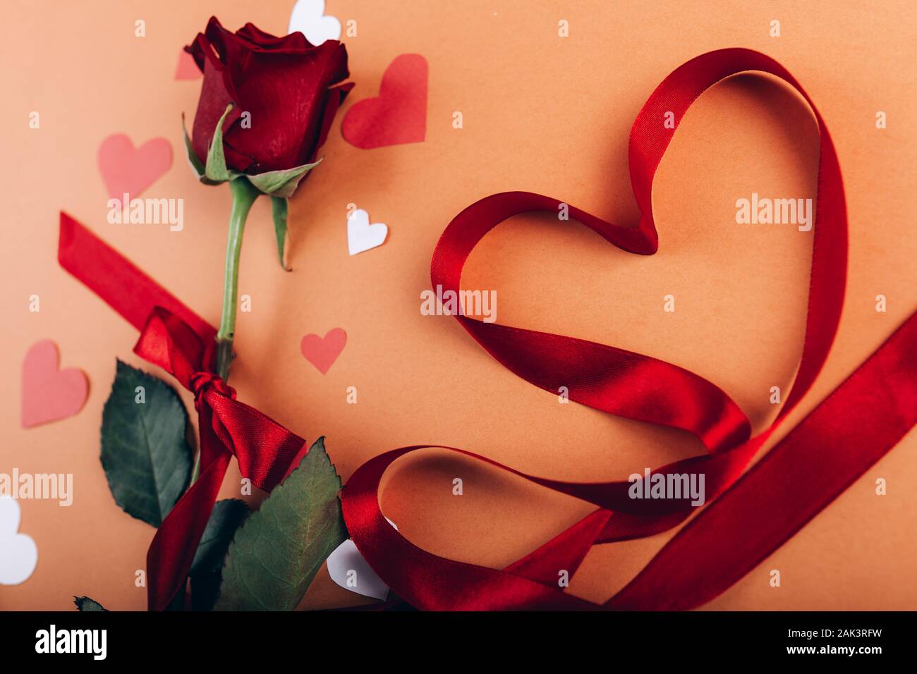 Red rose with message card Stock Photo - Alamy