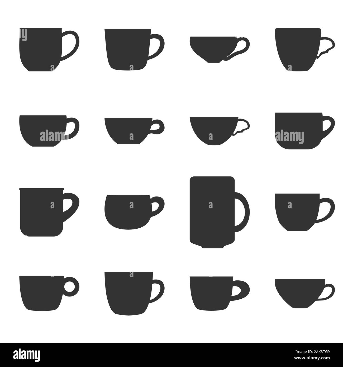 tea or coffee cups collection. Vector icons set. Cafe symbols Stock ...