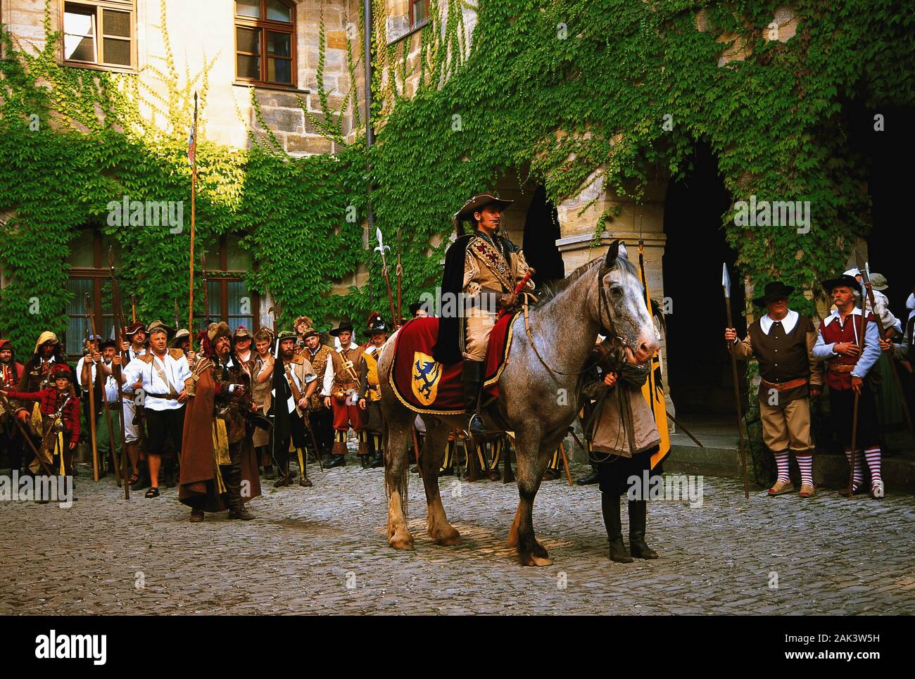 To the prelude of the Wallenstein festival in Altdorf, Germany, a ...