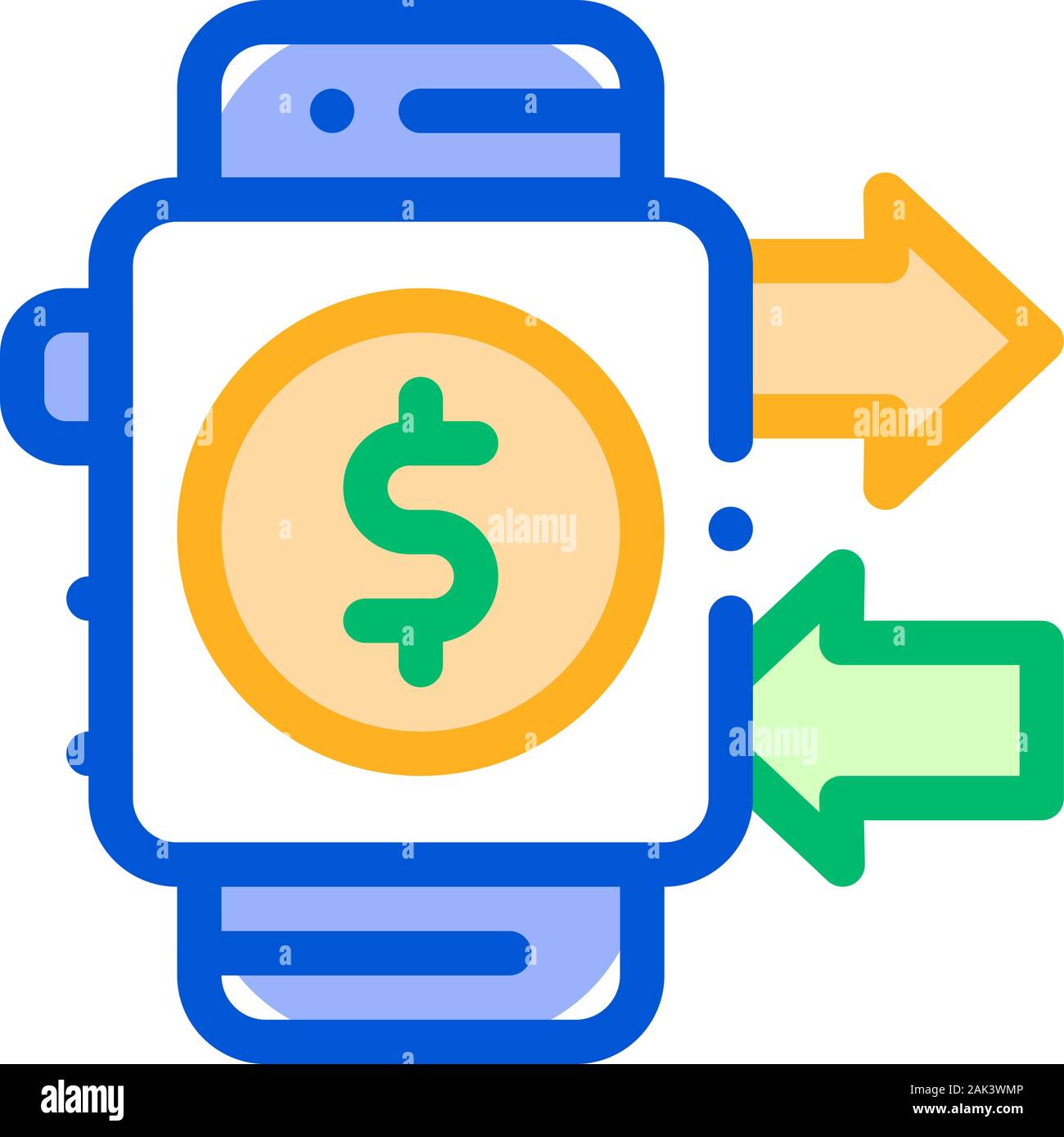 Payment Smart Watch Pay Pass Vector Thin Line Icon Stock Vector Image ...