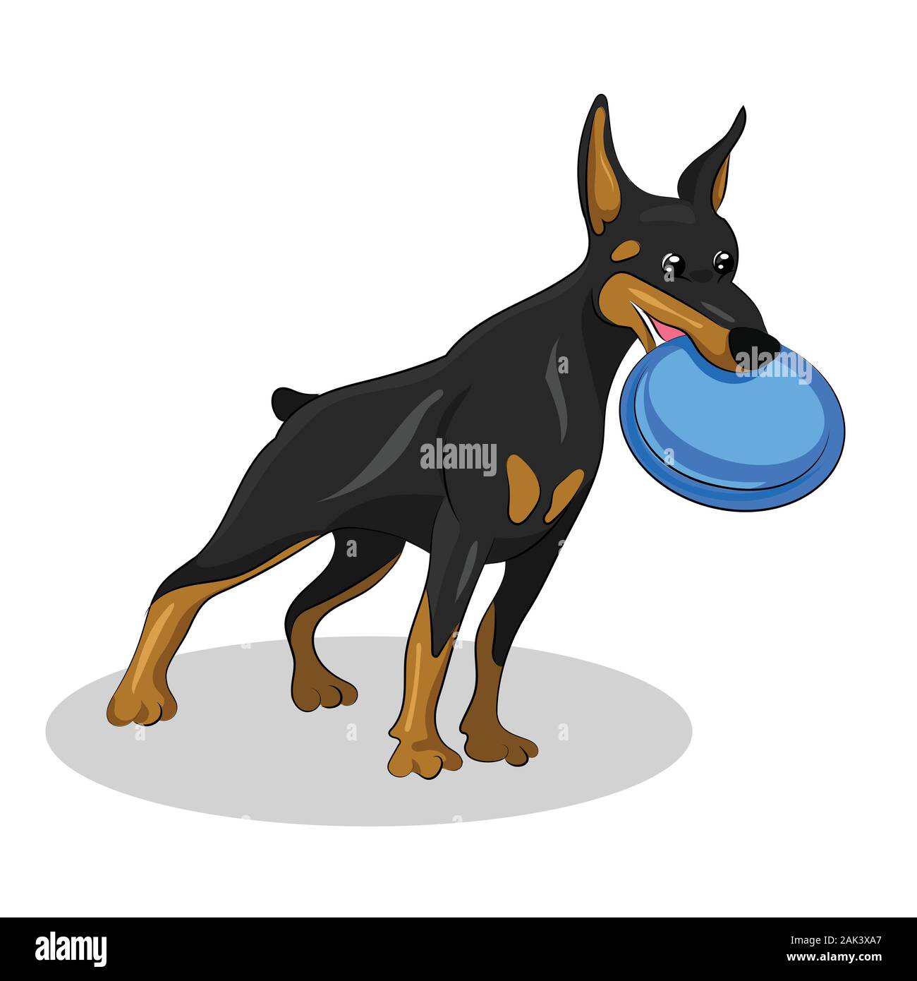 dog doberman isolated and blue plate Stock Vector Image & Art - Alamy