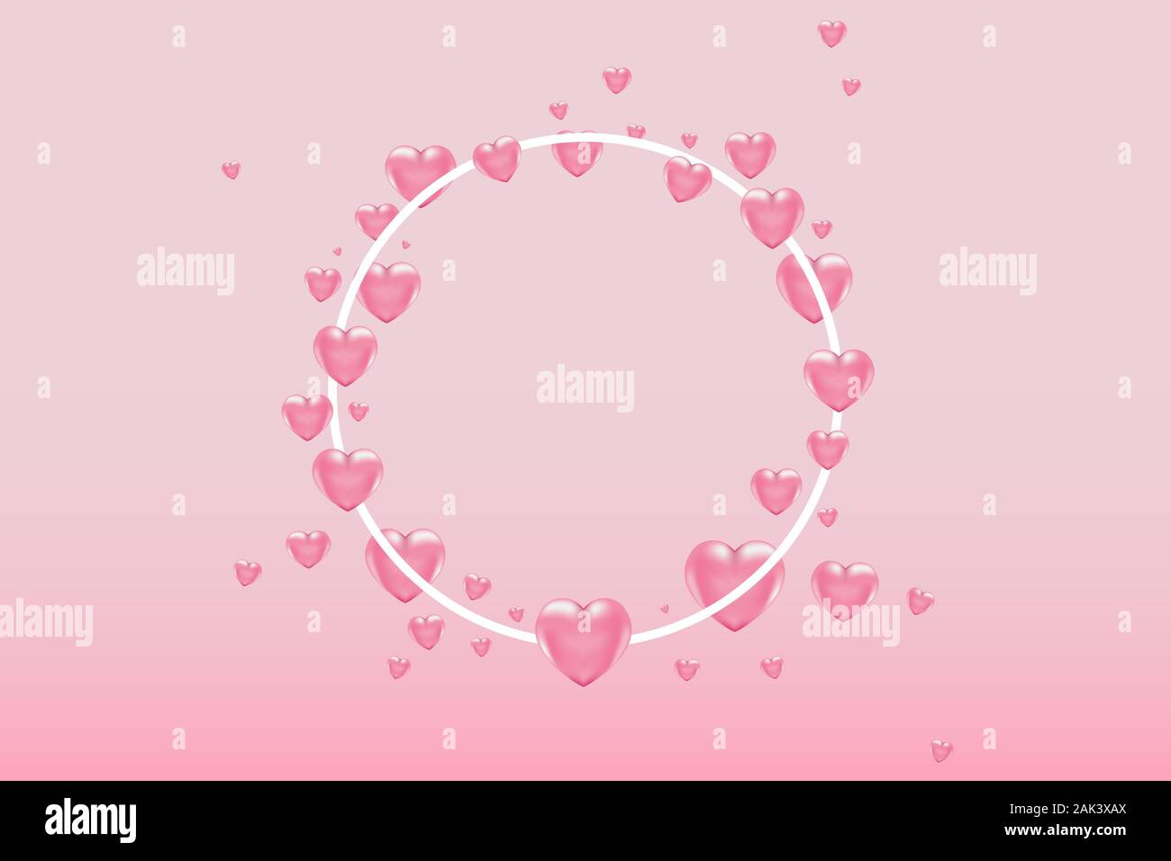3d vector saint valentine s day white round frame with pink heart on ...