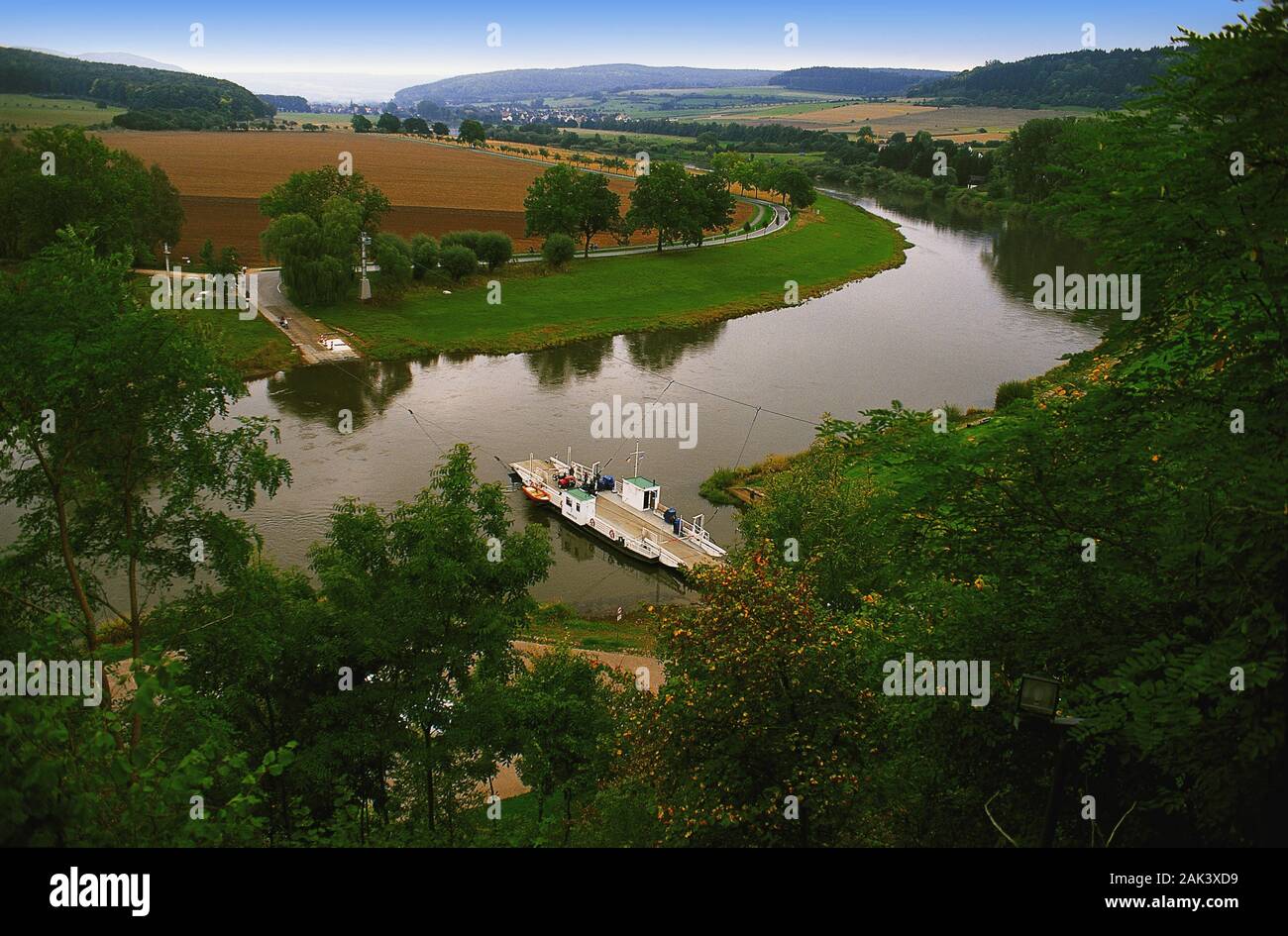 The Weser ferry near Polle, Germany. (undated picture) | usage ...