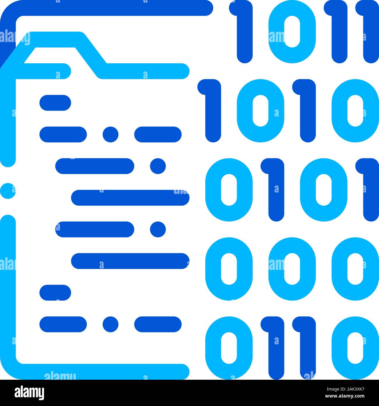 Binary File Coding System Vector Thin Line Icon Stock Vector Image