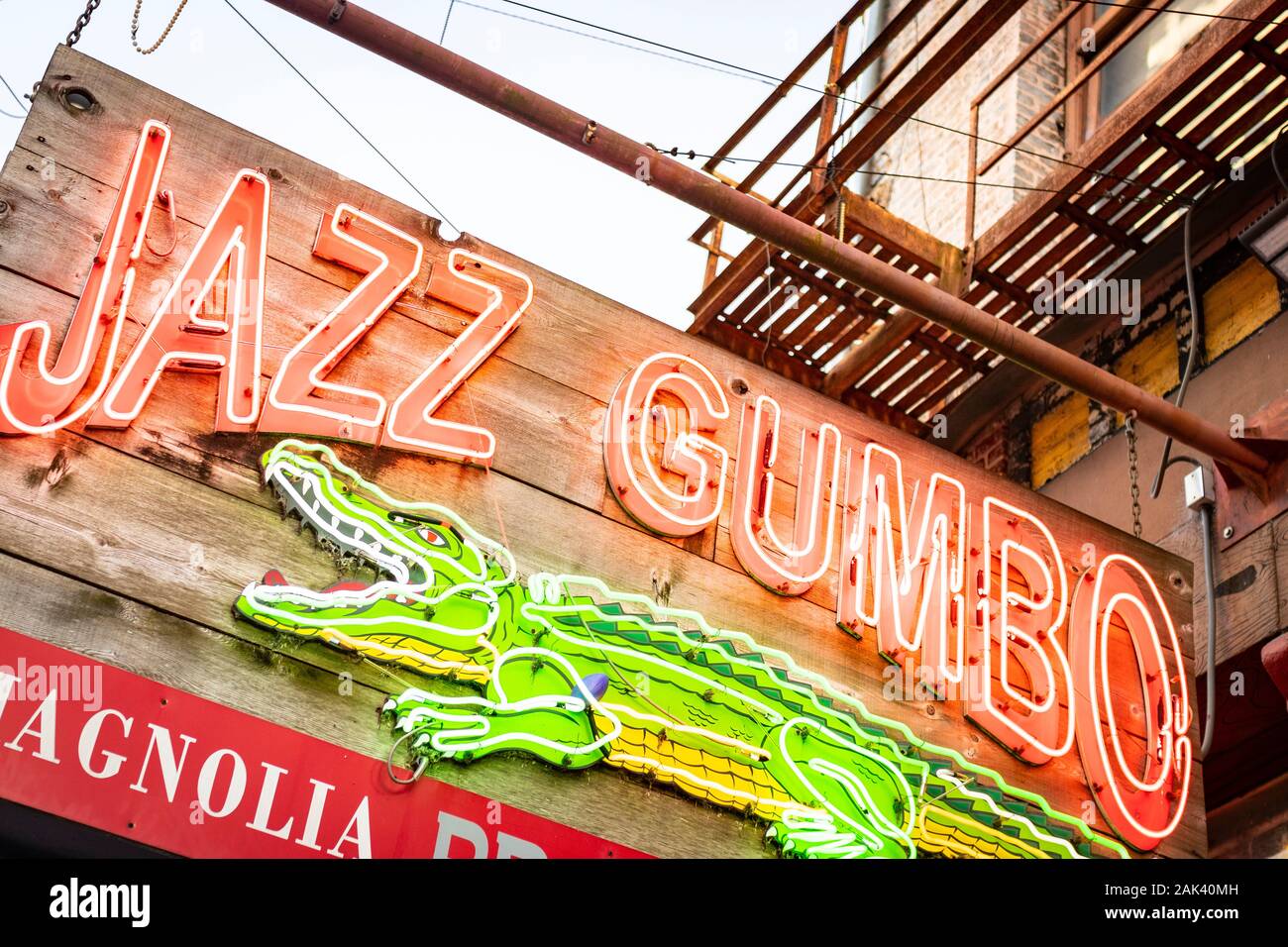 detail of neon sign for Jazz Gumbo a clothing store in Nw Orleans Stock ...