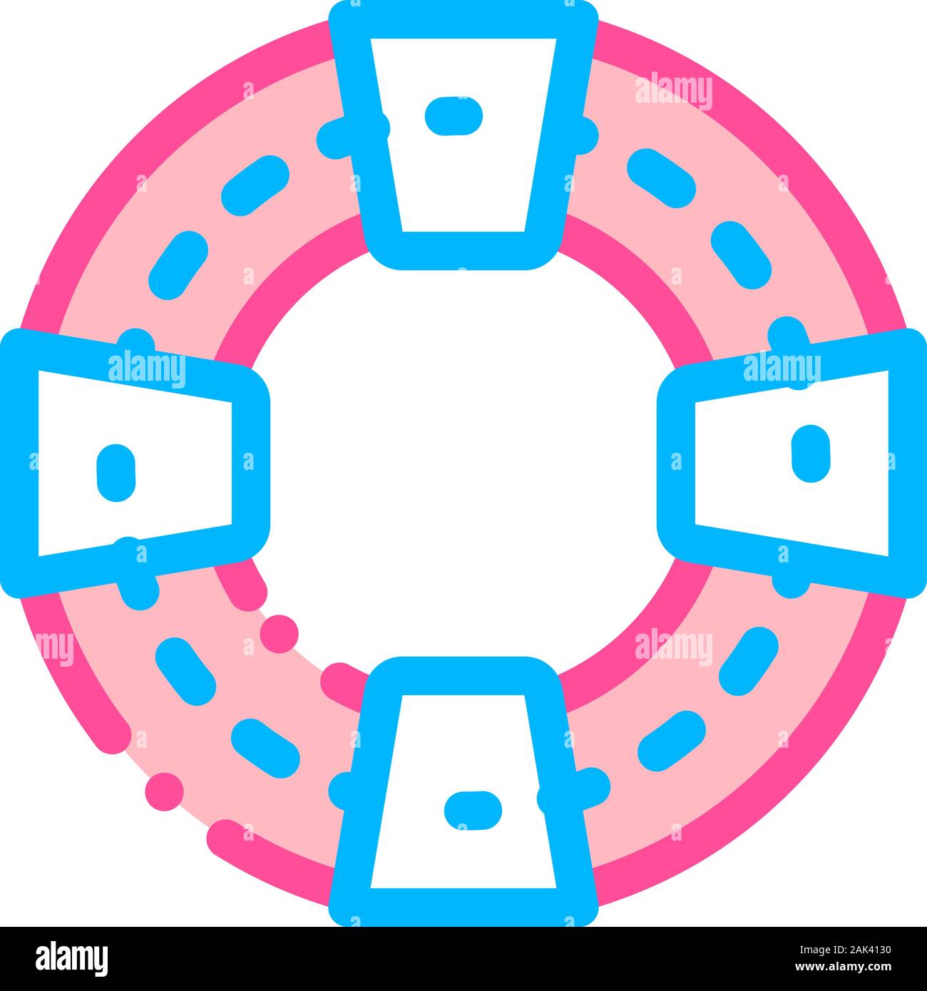 Volunteers Support Life Saver Vector Line Icon Stock Vector Image & Art ...