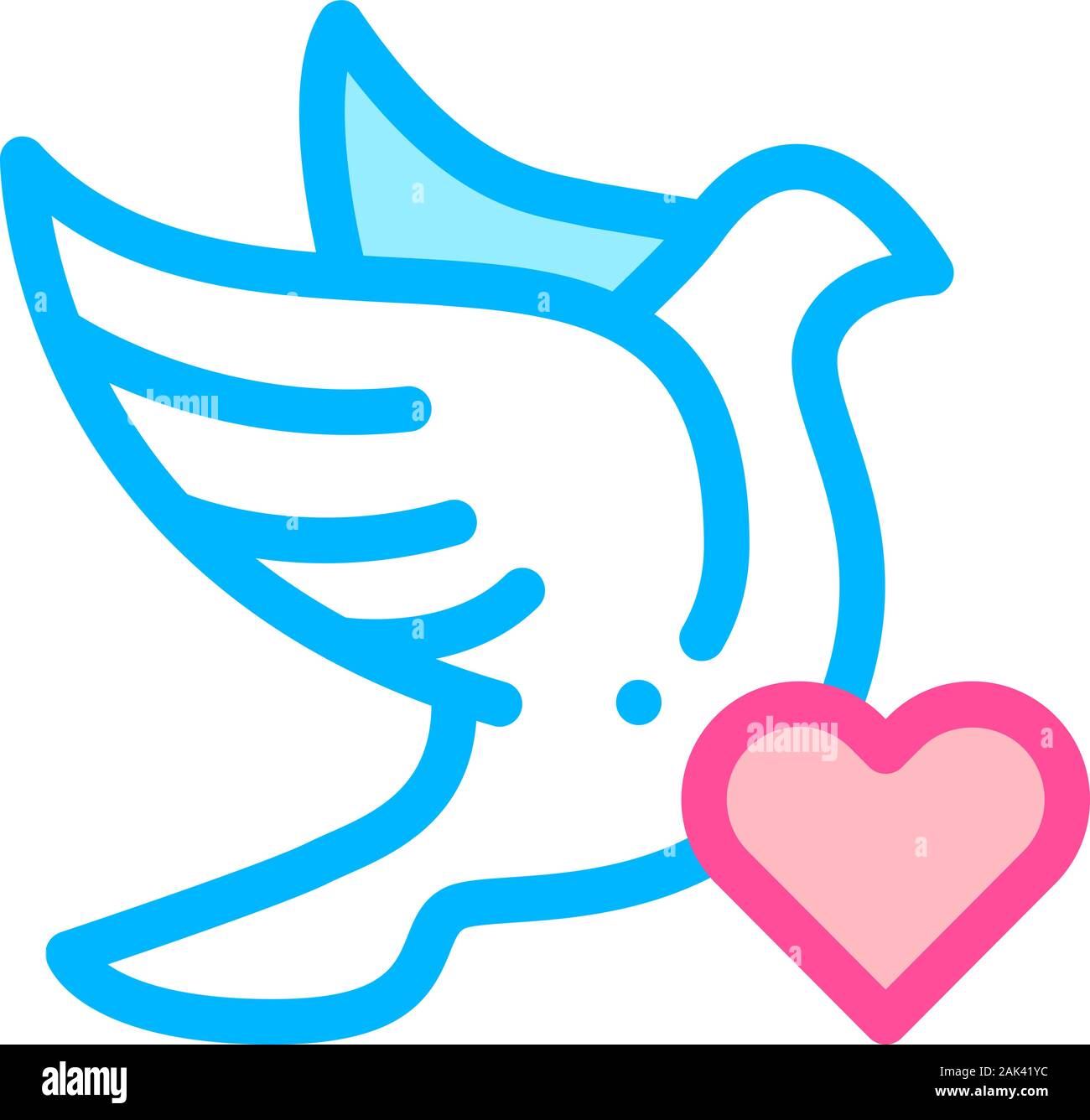 Pigeon And Heart Wedding Thin Line Vector Icon Stock Vector Image & Art ...