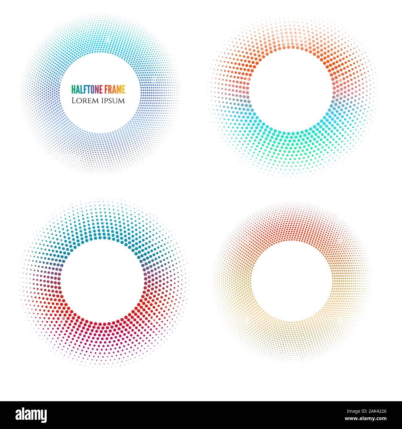 halftone round frames set. Geometric design vector elements Stock ...