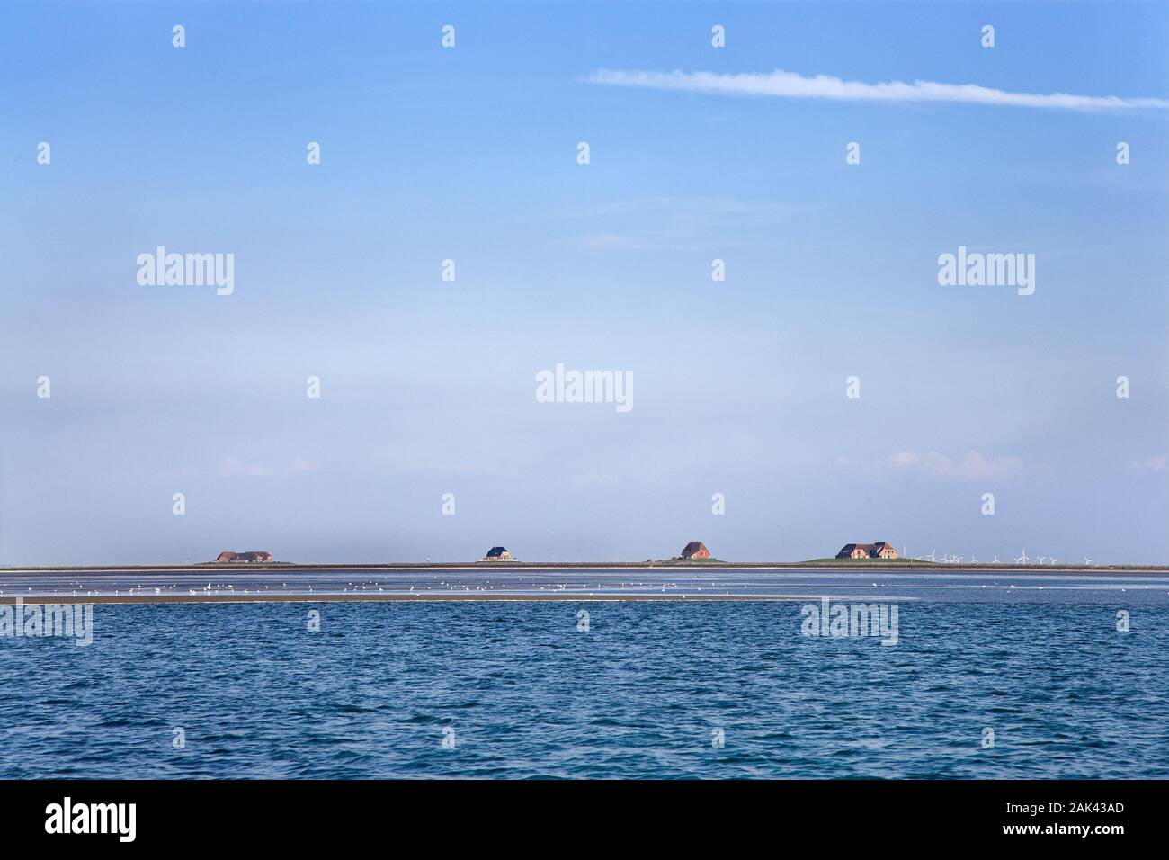 Warften auf Hallig Langeneß, Nordfriesland, Schleswig-Holstein ...