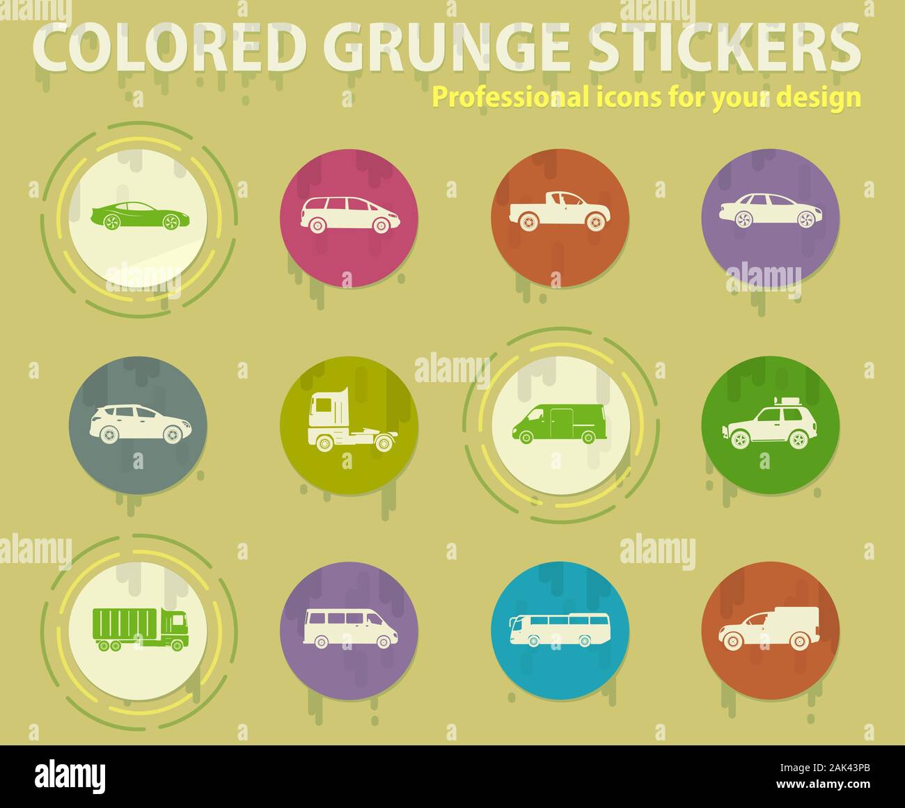 Vehicles colored grunge icons Stock Vector Image & Art - Alamy