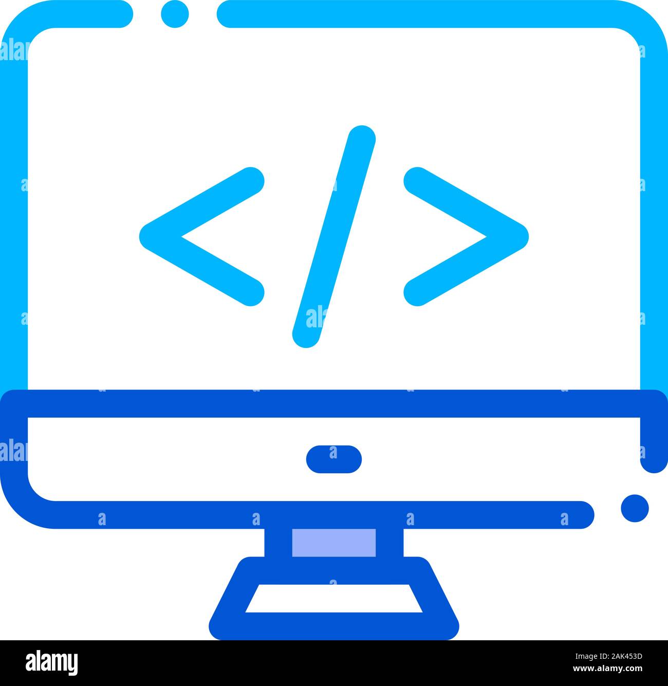 Coding Computer Monitor Vector Thin Line Icon Stock Vector Image & Art ...