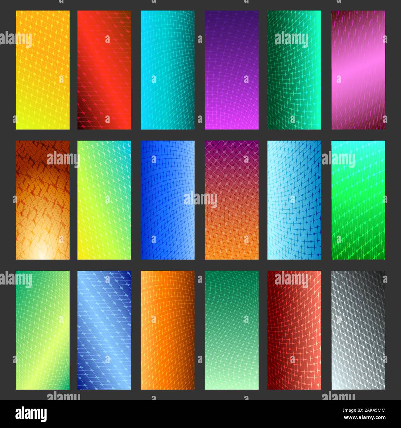 Set of eighteen vibrant simple backdrops isolated on black. Vector ...