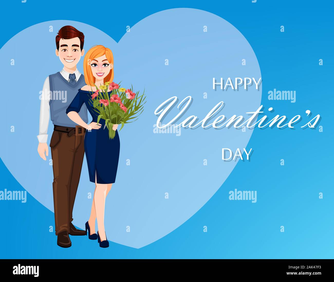 Happy Valentine's day. Romantic couple in love standing together ...
