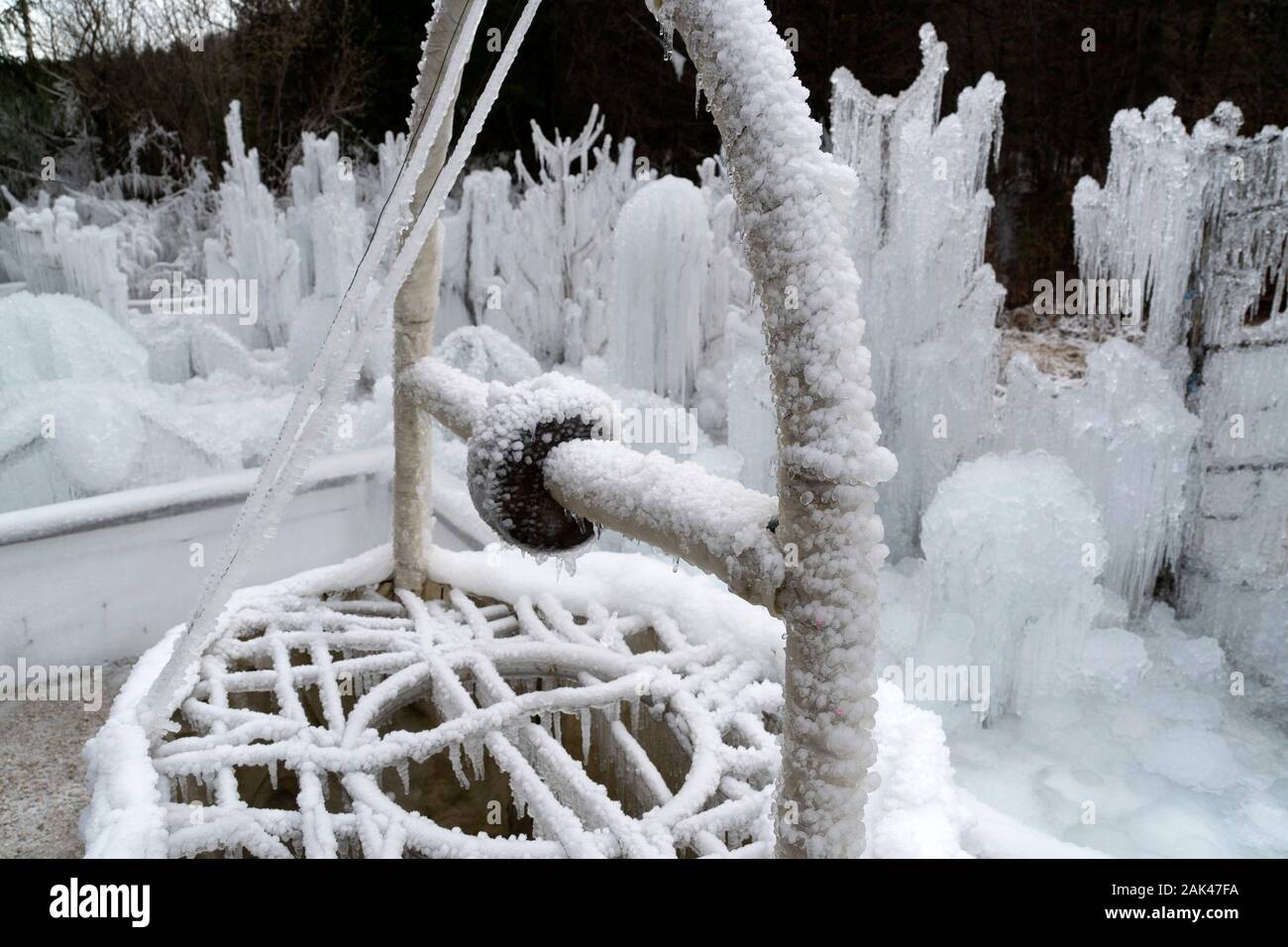frozen water well in Winter season Stock Photo - Alamy