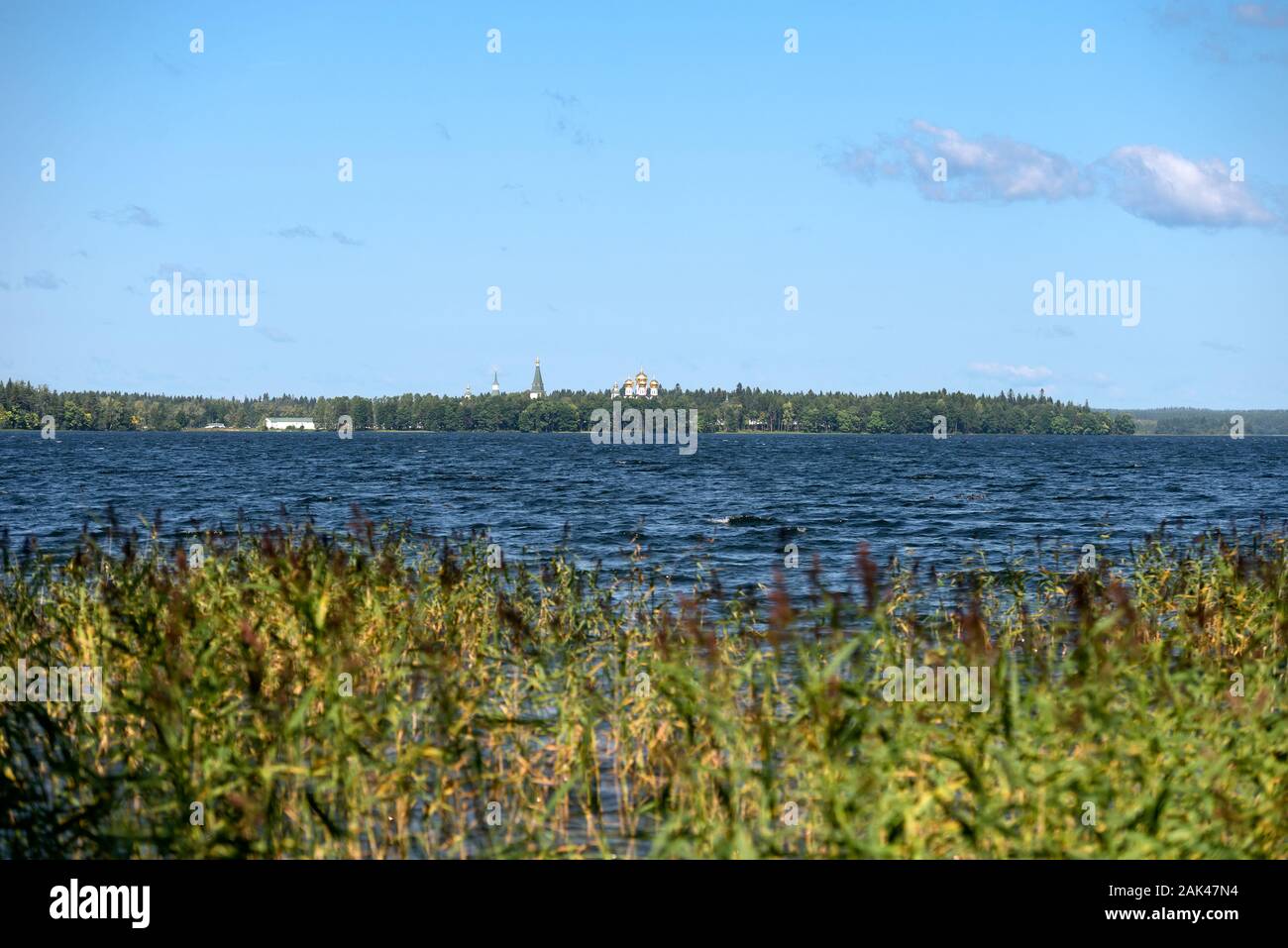 Domes of The Valdai Iver Svyatoozersky Virgin Monastery over Lake ...