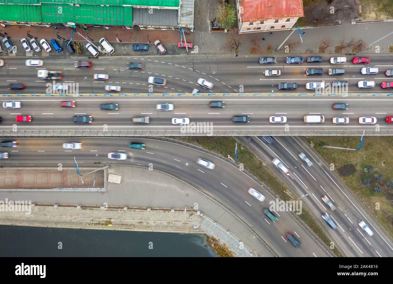 Rising drone shot reveals spectacular elevated highway, bridges ...