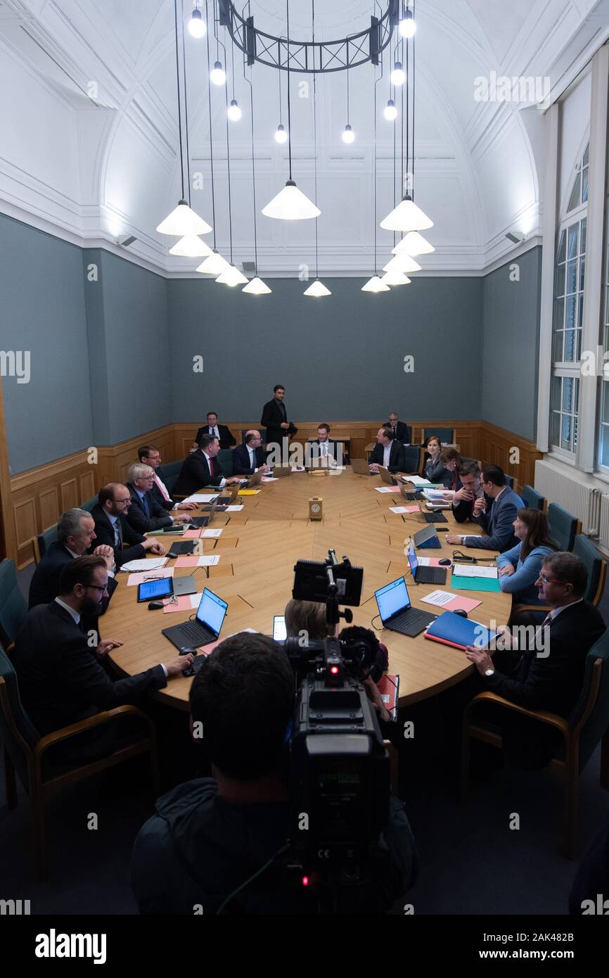 Dresden, Germany. 07th Jan, 2020. The members of the Cabinet are seated ...