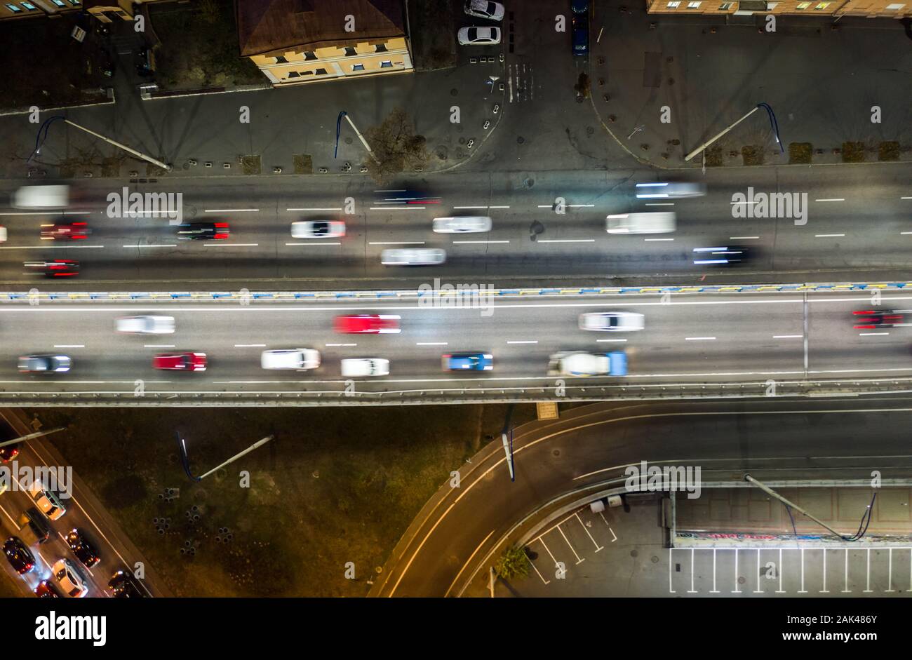 Rising drone shot reveals spectacular elevated highway, bridges ...