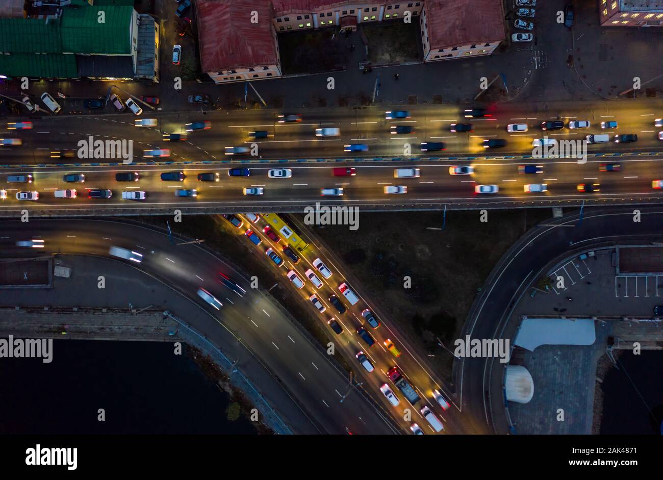 Rising drone shot reveals spectacular elevated highway, bridges ...