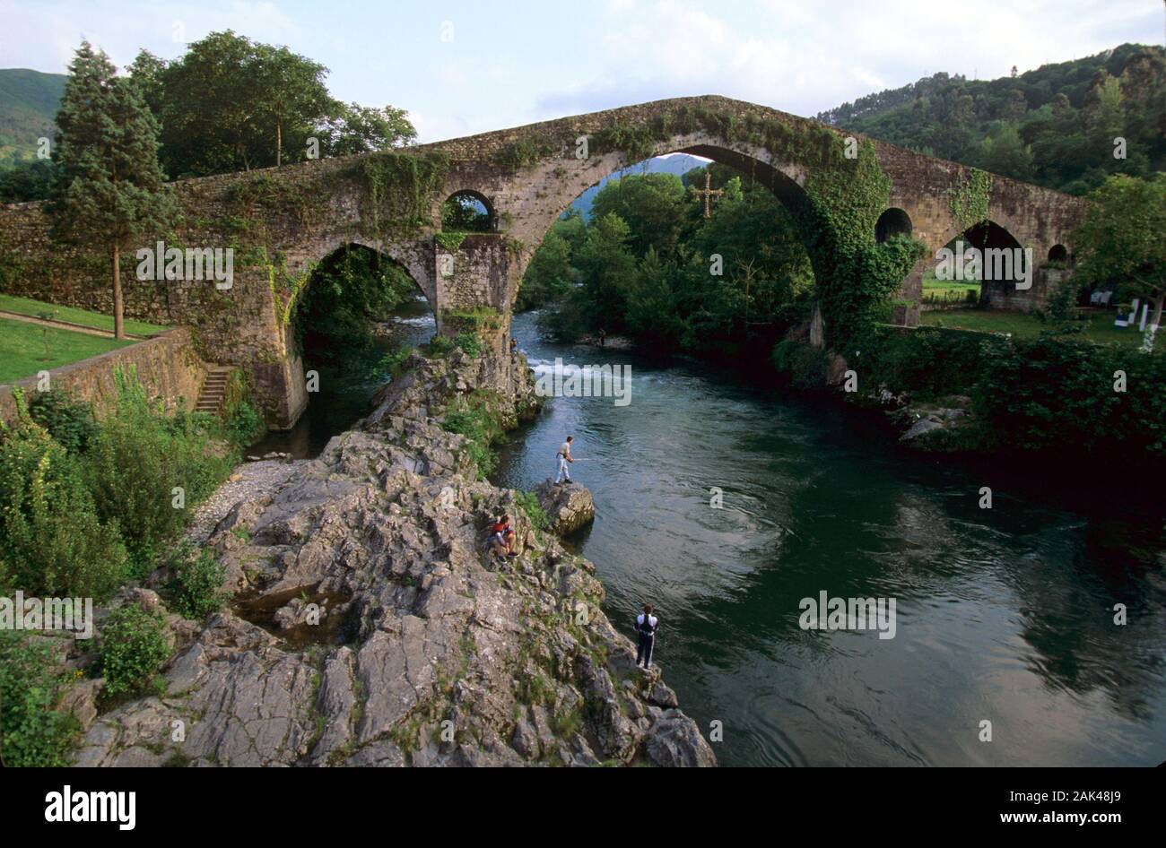 Northern Spain: Cangas de Onís - bridge | usage worldwide Stock Photo ...